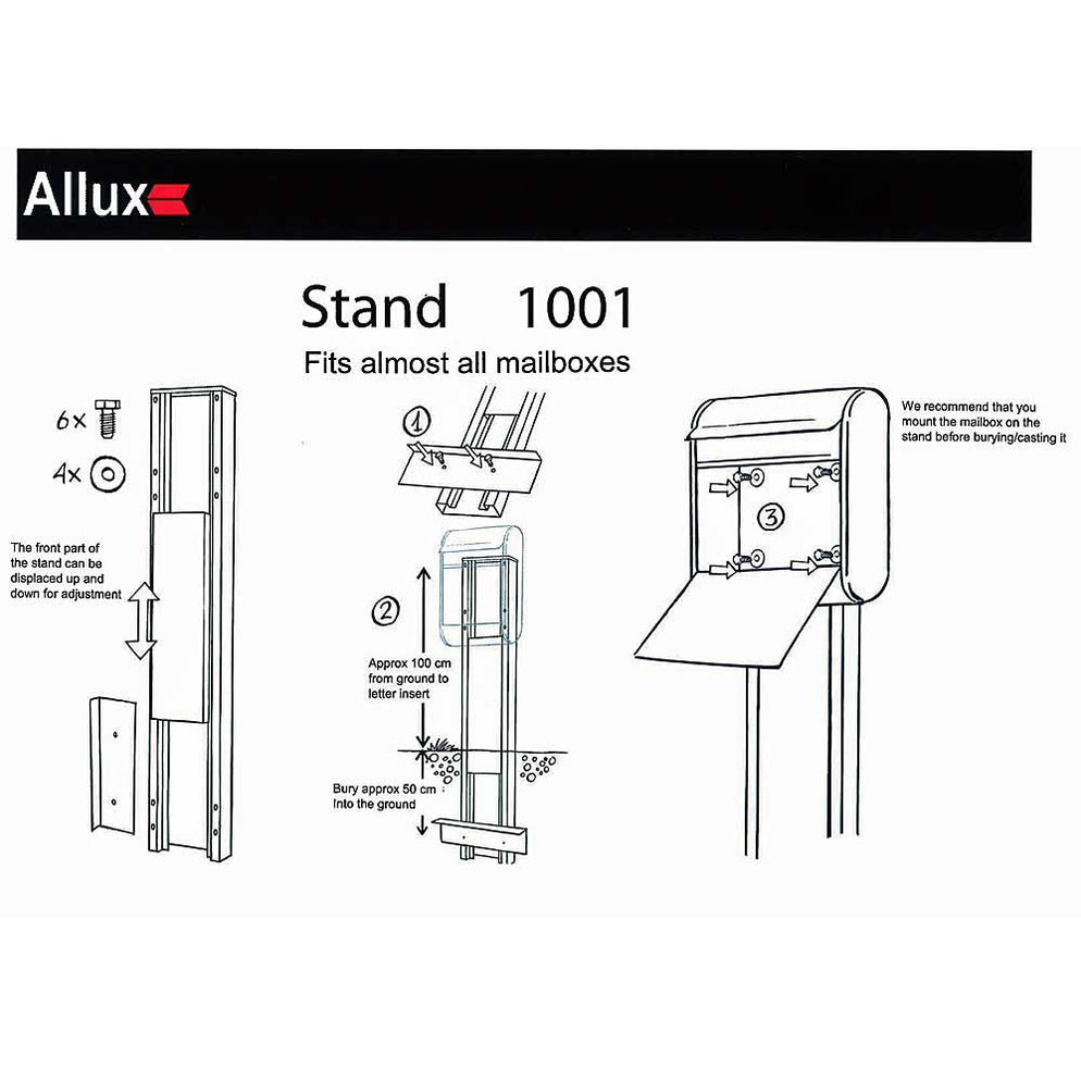 Free Standing Outdoor Post Box Galvanised Steel Allux 5000 — Letterbox ...